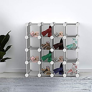 Lavish Home Piece 16 Cube Interlocking, Customizable, Stackable Modular Cubby Shelving for Organization and Storage (White), (L) 30” x (W) 18.1” x (H) 29.5