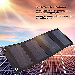 VTOSEN 10W 5.5V Portable Solar Panel Folding Charger Board for Outdoor Travel Camping Black - Efficient and Reliable Solar Panel Charger for On The Go Power Generation