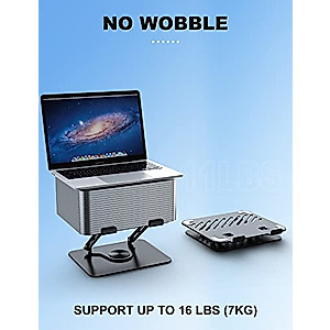 Vaydeer Adjustable Laptop Stand with 360° Free Rotation Base and Foldable Design Ergonomic Laptop Riser Fits for MacBook, Dell, HP and More 10-15.6” Laptops (Black)