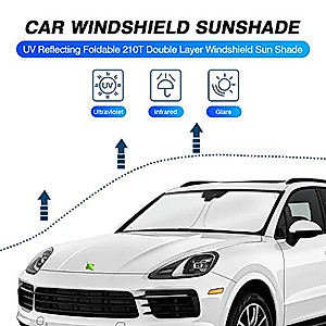 KUST Custom Fit Windshield Sun Shade for 2019-2023 Porsche Cayenne Sunshade Foldable Window Sun Visor Protector Blocks UV Rays Keep Your Car Cooler