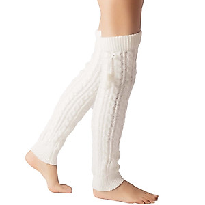 iB-iP Women's Leg Warmer Ballet Dancers Aerobics Cute Knee High Thermal Costume, Size: One Size, White