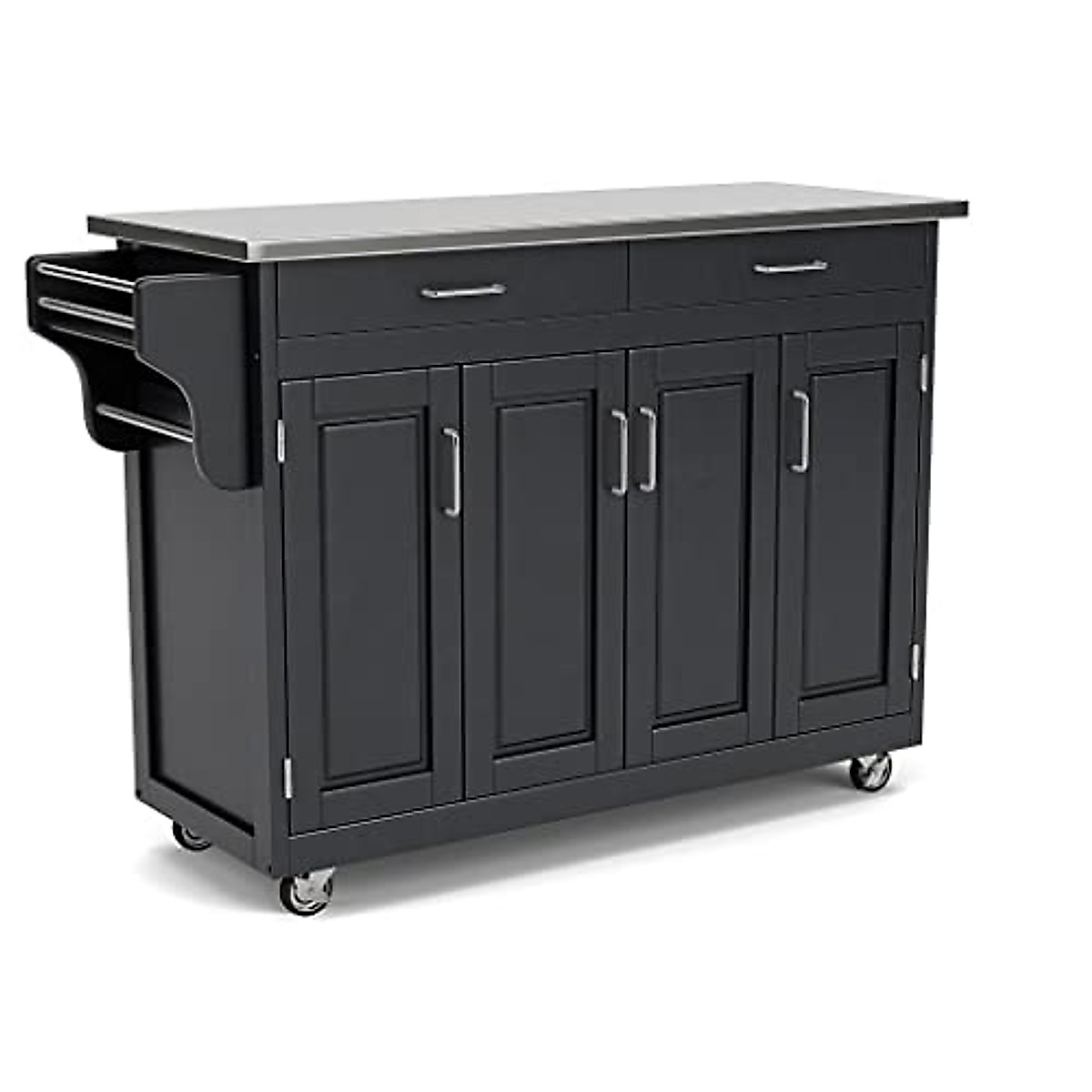 Homestyles Create Kitchen Cart, Stainless Steel Top, Black