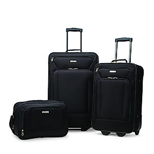 American Tourister Fieldbrook XLT Softside Upright Luggage, telescoping handle, Black, 3-Piece Set (BB/21/25)