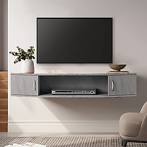 WAMPAT Floating TV Stand for 32-60 inch TVs,Floating TV Shelf for TV Wall Mounted, Modern Floating Entertainment Center Media Console Shelf for Living Room, Bedroom,41'',Grey