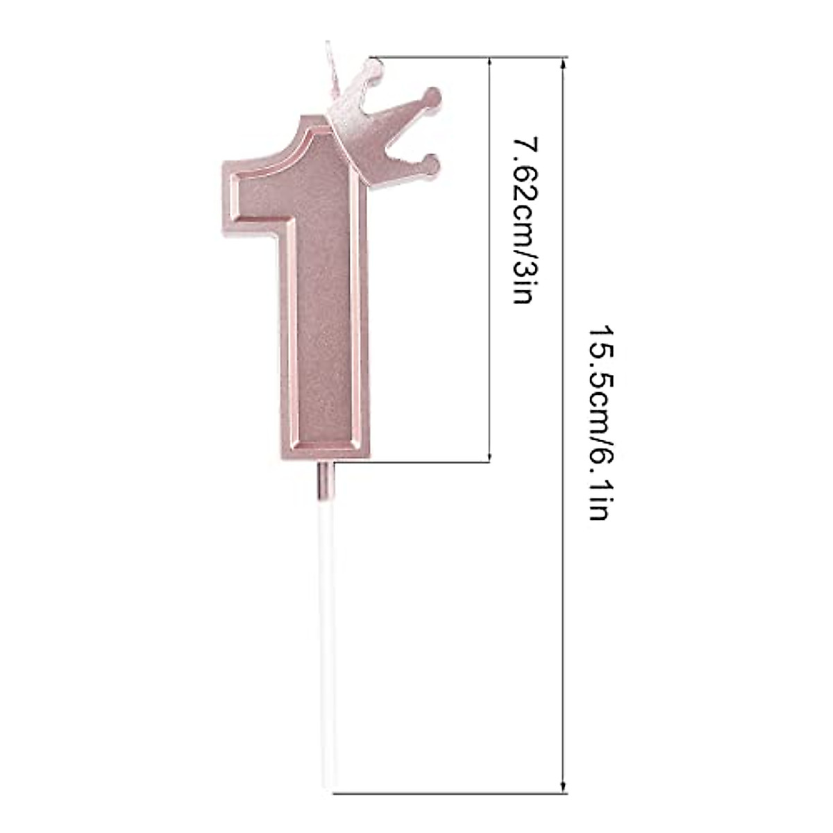 AIEX 3inch Birthday Number Candle, 3D Candle Cake Topper with Crown Cake Numeral Candles Number Candles for Birthday Anniversary Parties (Rose Gold; 1)