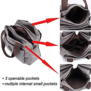 Hiigoo Women's Casual Totes Bag Shoulder Bag Canvas Handbags 3-open Crossbody Bag Messenger Bag (Black)