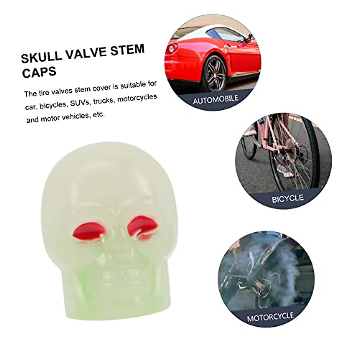 Vaguelly Automotive Wheels 8 pcs Valve Cap Skull Tire Pressure Cap Skull car Accessories for car accesories Stem Covers Motorbike Tyre Dust Caps Mountain Bike Copper core Alien
