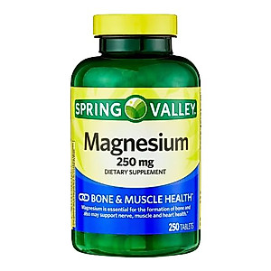 Magnesium Bone & Muscle Health Dietary Supplement Tablets Spring Valley, 250 mg, 250 Count