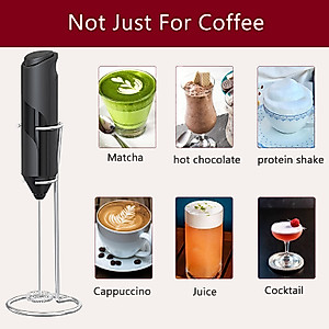 HAIKARSTA Milk Frother Handheld,Battery Operated Electric Mixer with Stainless Steel Stand,Frother for Coffee,Latte,Cappuccino,Hot Chocolate
