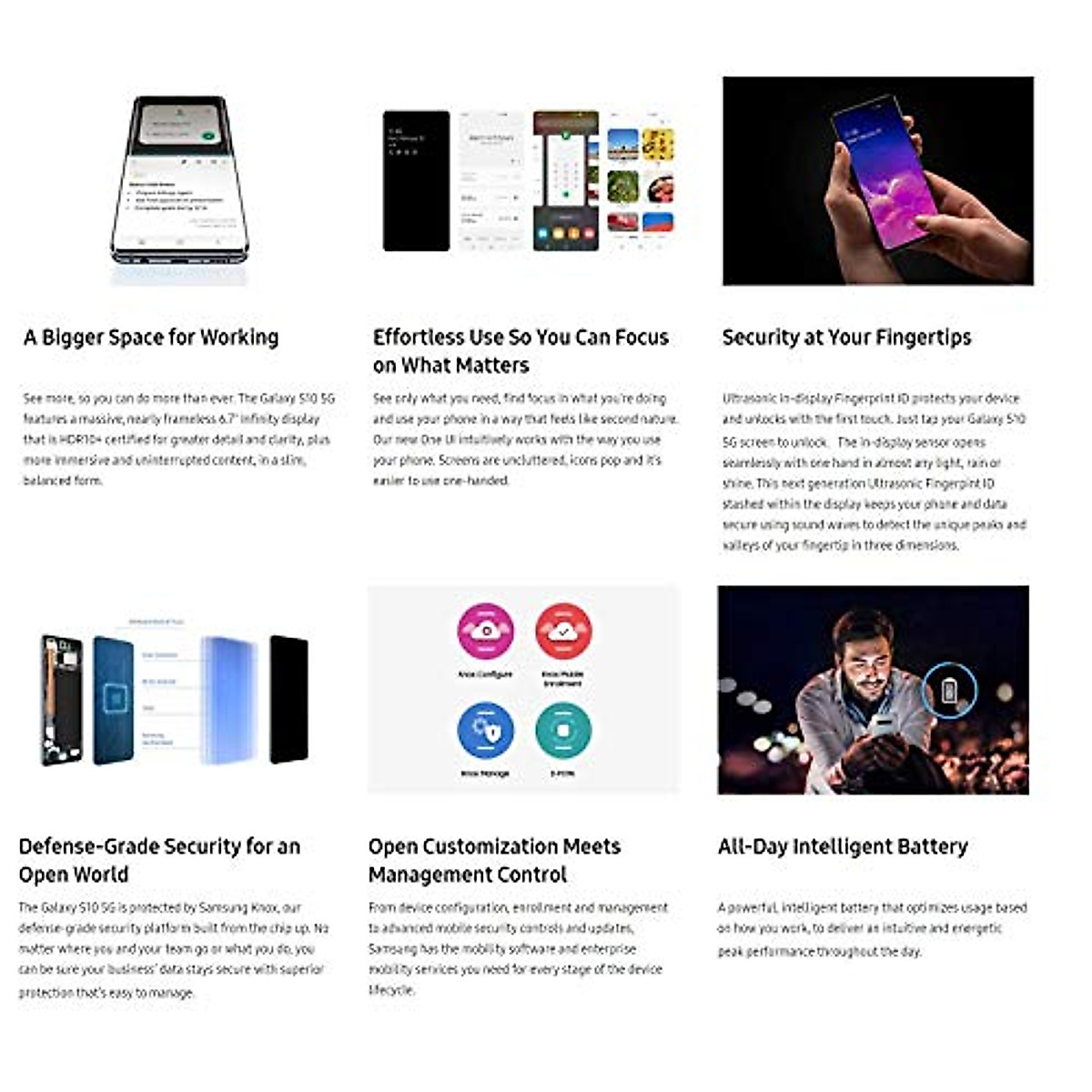 Samsung Galaxy S10 5G (256GB, 8GB RAM) 6.7" 5G Volte GSM AT&T Unlocked (Renewed)