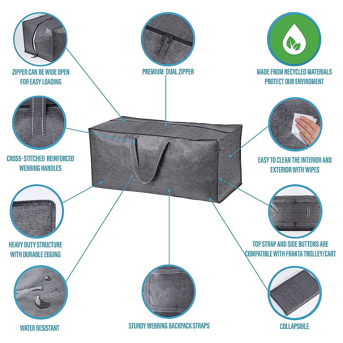 VENO 16 Pack Heavy-Duty Moving Bundle (8 Pack Extra-Large Gray Moving Bag w/Backpack Straps + 8 Pack Extra-Large Clear Moving Bag w/Backpack Straps)