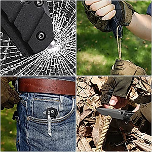 FLISSA Folding Pocket Knife, Tactical Knife with Liner Lock, Tanto Blade, Pocket Clip, Glass Breaker, Seatbelt Cutter, Perfect for Hunting, Camping, Survival