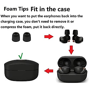 Ear Tips Replacement for Sony WF-1000XM4/WF-1000XM3/WF-C500,JNSA Earhook Replacement Memory Foam Earbuds Tips Compatible with Sony WF-XB700 WF-SP800N WF WI XBA Etc. LMS+Hook Tips 4 Pairs Black