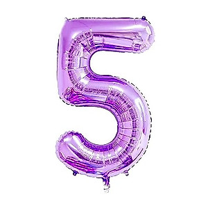40Inch Purple Number 5 Crown Balloons Set, 5th Birthday Balloons for Girls, 5th Wedding Anniversar Celebration Decorative Balloons. (5) 40 inches