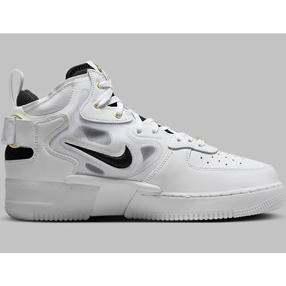 Nike mens Air Force 1 Mid React Shoes, White/Black-yellow Ochre, 9.5