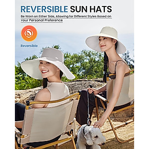 BENEUNDER Sun Hats for Women Wide Brim UPF 50+ Beach Hats for Women UV Protection Visor Hats for Fishing Hiking Gardening, White