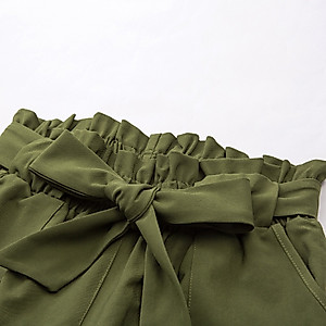 GRACE KARIN Women Fashion Casual High Waist Shorts with Belt XL Army Green