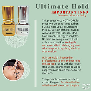 Sensitive Eyelash Extension Glue Ultimate Hold - Cyanoacrylate-Free, 3ml, Low Fume, 0.5-1.5 Sec Drying, Up to 6-Week Retention - Professional Adhesive for Semi-Permanent Lashes (Black)