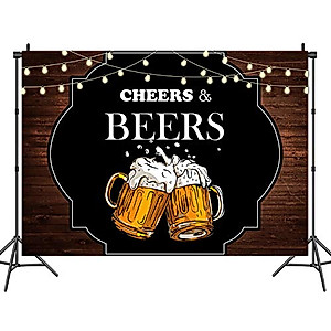 Retro Rustic Wooden Board Photography Backdrop Cheers and Beers Mug Photo Background 30th 40th 50th Birthday Party Decorations Photo Booths Studio Props Vinyl 5x3ft Banner Supplies