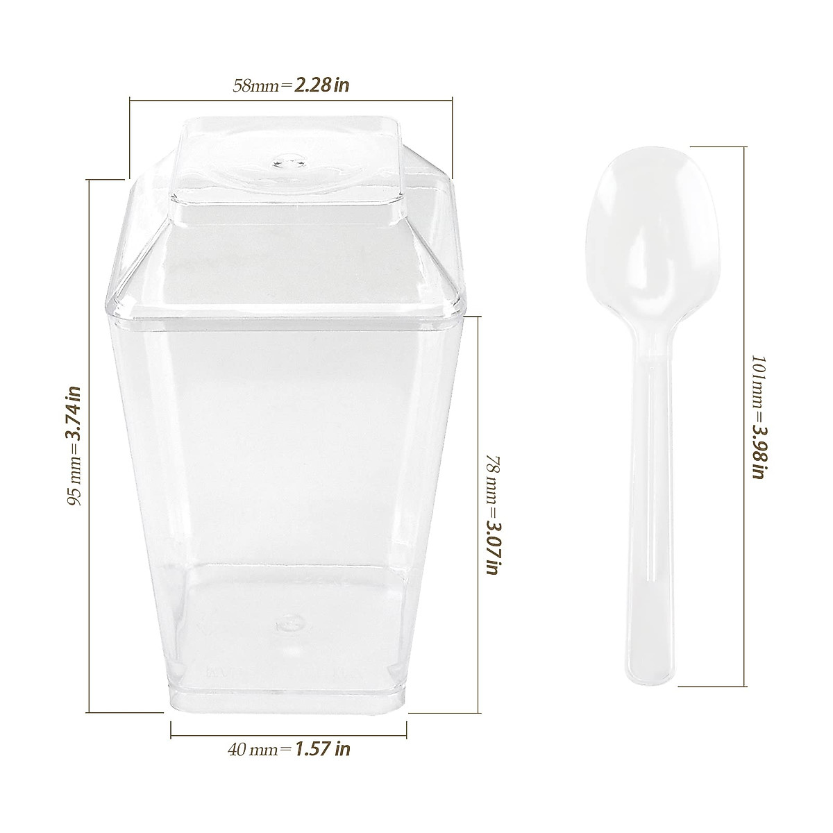 HEIHAK 100 Set 5 oz Dessert Cups With 100 Lids and 100 Spoons, Clear Parfait Shooter Cups Set, Plastic Dessert Cups Appetizer Cups Bulk for Banana Pudding Cookies Baking Ice Cream Cake Fruit, Mousse