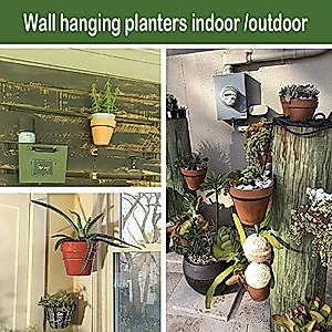 TreeLen 8 inch Flower Pot Holders for Outside,3 Pack Heavy Duty Flower Pot Ring Wall Planter for Plant Pots Indoor Outdoor,Black