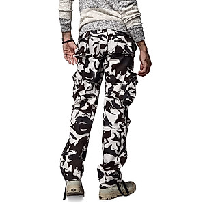 Mesinsefra Men's Cotton Casual Military Army Cargo Camo Combat Work Pants with 8 Pocket Camo White 38
