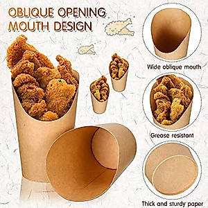 French Fries Holder 12oz French Fry Cups Disposable Paper Charcuterie Cups Popcorn Kraft Paper Cones Holder Brown Kraft Paper Food Fries Cup French Fry Paper Holder for Wedding Party Food(100 Pcs)
