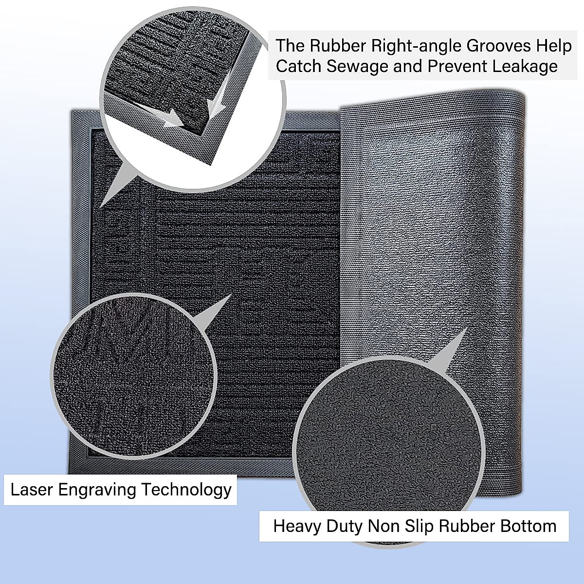 SNLSSTMKDGV Natural Rubber Outdoor Doormat with 'Home' Word Non Slip Ultra Absorbent Scratch Mud Door Mat for Front Door and Back Door, Garage, Garden, High Traffic Areas (Black, 17x29)