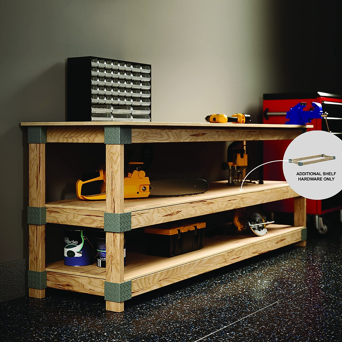 HyLoft Heavyweight 2 x 4 Do-it-Yourself Single Shelf Kit, Gray