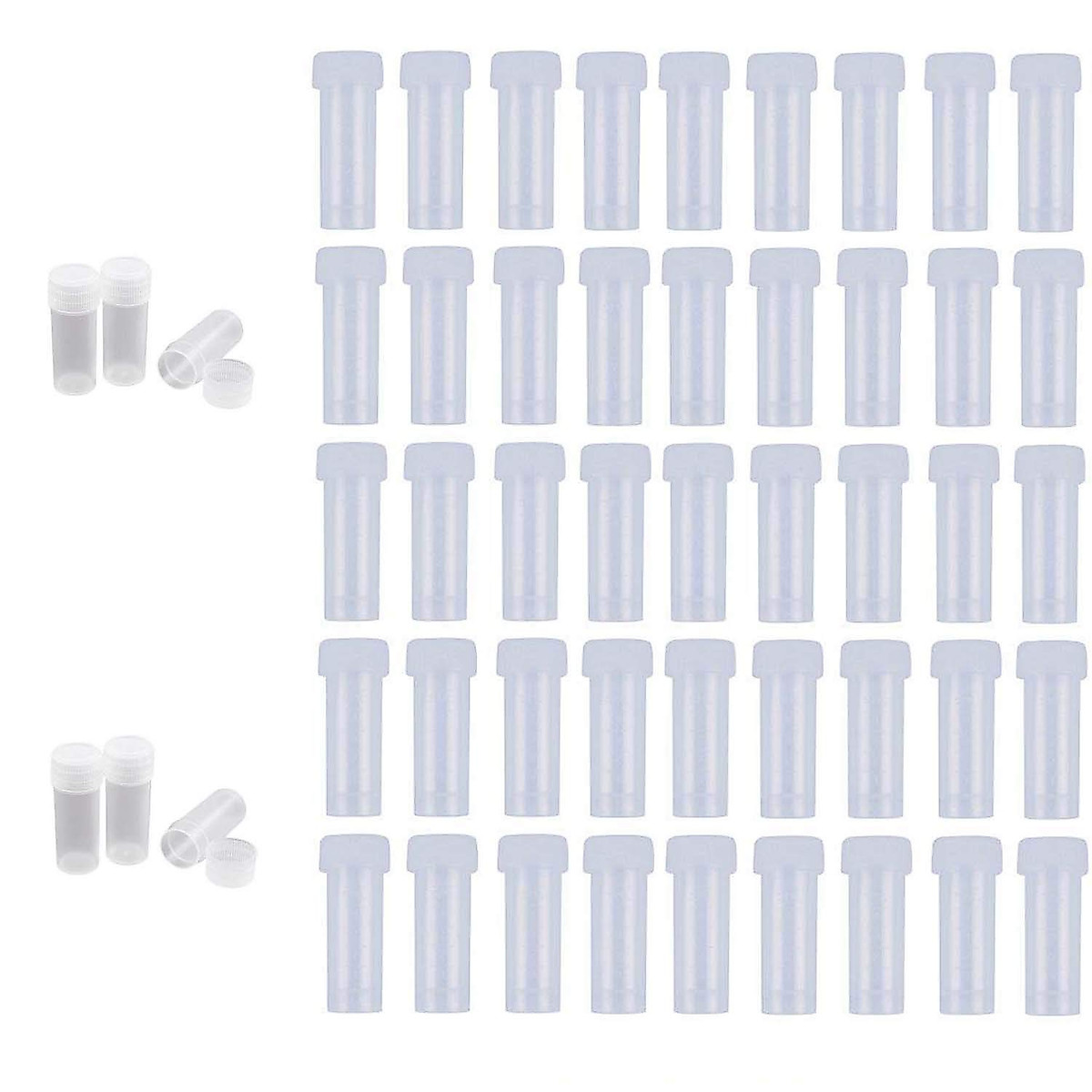 Honbay 20pcs 5ml Plastic Test Tubes Screw Cap Vial Orange Seal Cap Container