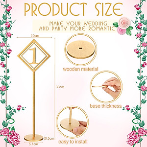 Lineshading 30 Pcs Wood Table Numbers for Wedding Reception Gold Wedding Seat Numbers with Holder Base Table Numbers 1-30 Rustic Table Number Stands for Wedding Party Restaurant Event Catering