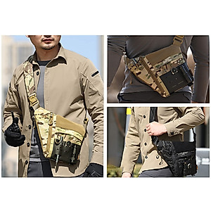 Crossbody Sling Bag for Men Women, Tactical Anti-Thief Conceal Carry Handgun Bag Stealth Personal Pocket Bag Over Shoulder Backpack w.Keychain Carabiner(CP)