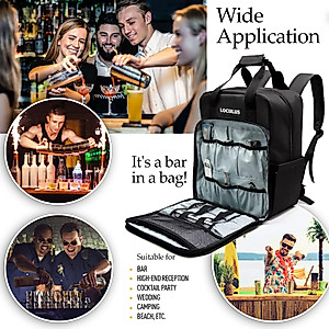 Loculus Bartender Bag Only & Travel Bar Backpack - Organize Your Bartender Travel Kit Tools with Style with this Bar Bag for Bartending Essentials - Versatile Cocktail Tool Set Bag - Black & Silver