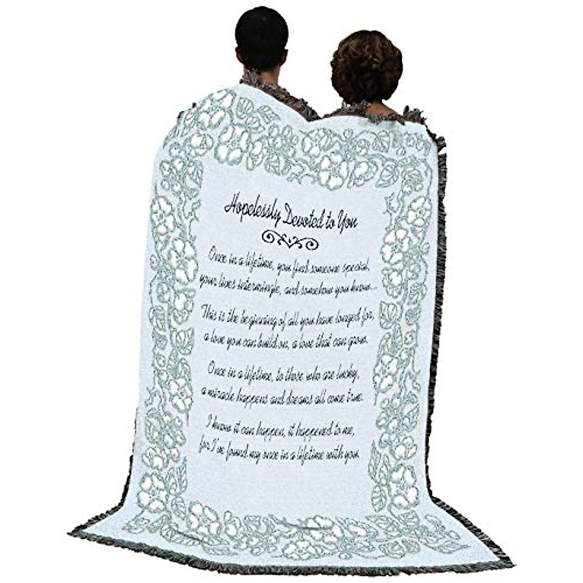 Pure Country Weavers Hopelessly Devoted Blanket - Wedding Gift Tapestry Throw Woven from Cotton - Made in The USA (72x54)