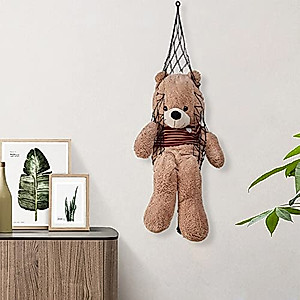 Large Toy Hammock Stuffed animal Net Macrame Plush Toy Display with One Hook for Corners, Walls and Ceiling Hanging Net stuff animal storage for kid room Bedroom Playroom