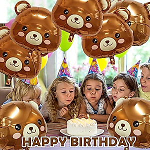 8Pcs Bear Balloon Farm Animal Balloons, Cute Bear Shaped Brown Balloons Foil Balloons for Baby Shower Decorations Animal Birthday Party Jungle Theme Party Decoration, Birthday Party Decor Supplies