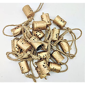 HIGHBIX Rusty Harmony Cow Bells 10 Pieces Vintage Handmade Rustic Lucky Christmas Hanging 2inch Bells (Cylinder Shape)