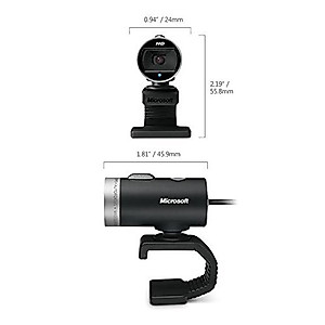 Microsoft LifeCam Cinema Webcam for Business - Black with built-in noise cancelling Microphone, Light Correction, USB Connectivity, for video calling on Microsoft Teams/Zoom, Windows 8/10/11