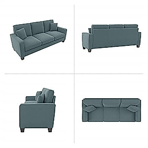 Bush Furniture Stockton Sofa, 85W, Turkish Blue Herringbone