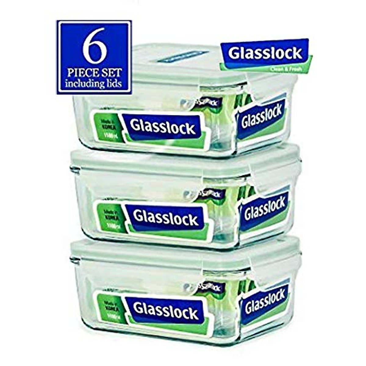 Glasslock Food-Storage Container with Locking Lids Oven and Microvave Safe - Rectangular 37oz