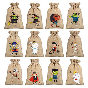 CCINEE 36pcs Burlap Halloween Party Bags Novelty Linen Jute Bags 4" x 6" for Halloween Gifts Packing Party Decoration Supplies
