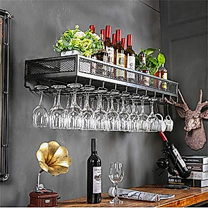 Creative Simplicity Creative Simplicity Wine Stand with Metal Stand, Vintage | Freestanding Creative Simplicity Wine Bottle Holder | Hanging Creative Simplicity Wine Glass Holder | Creative Simplicit
