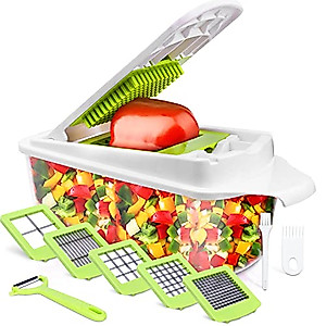Food Dicer 5 Blades, Onion Dicer Chopper, Kitchen Chopper, Fruit and Veggie Chopper for Vegetables Chopper, Food Prep Chopper, Light Green