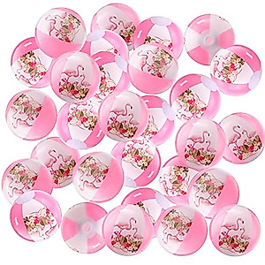24 Pcs Pink Flamingo Mini Inflatable Beach Balls Bulk 5 Inch Beach Ball Flamingo Themed Party Toys Flamingo Decor for Summer Beach Pool Hawaiian Birthday Party Decorations Water Game Favors