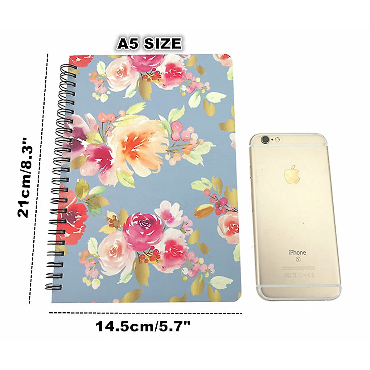 4 Pack A5 Spiral Notebook Journal,Wirebound Ruled Sketch Book NotePad Diary Memo Planner,A5 Size(8.3X5.7") & 80 sheets (Floral)