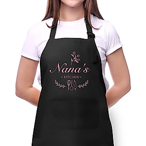 Nana Gifts Nana's Kitchen Aprons for Grandma Women,Cute Birthday Mother's Day Christmas Apron Gifts for Nana Grandma Mom,Adjustable baking Cooking Chef Apron with 2 Pockets,Cooking gifts for women