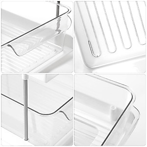 Ruishetop Stackable Under Sink Cabinet Organizer, Multi-Purpose 2 Tier Drawers Sliding Cabinet Basket Organizer Drawer with Handle for Home Kitchen Bathroom Office