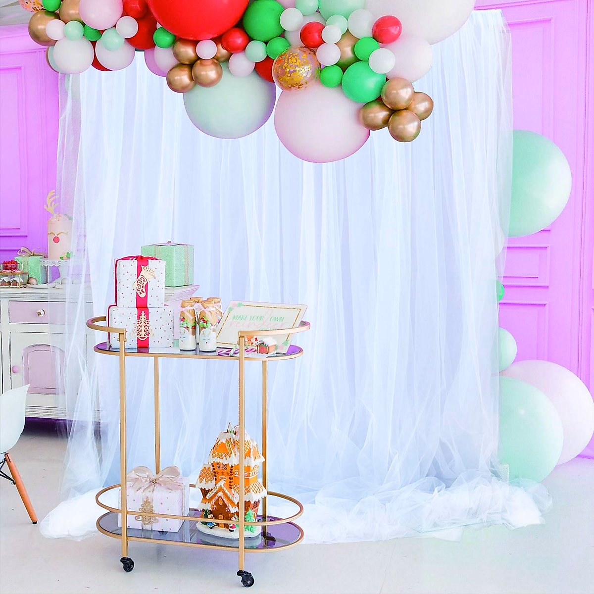 White Tulle Backdrop Curtain for Parties Wedding Baby Shower White Sheer Background for Bridal Shower Photography Props Gender Reveal Backdrop Drapes 5 ft X 7 ft