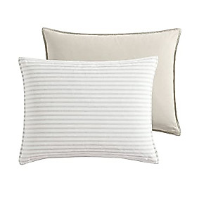 Nautica - King Size Comforter Set, Cotton Reversible Bedding with Matching Shams, Ideal Home Decor for All Seasons (Saybrook Beige, King)