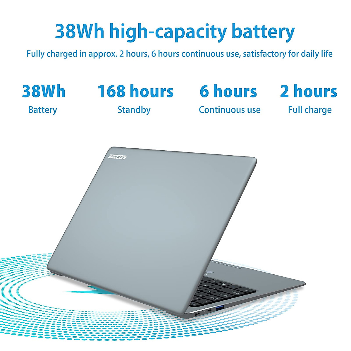 BOCCONI Laptop Leadbook Pro 14.1" Windows 10 Intel N5000 Quad core Notebook with 8GB RAM, 256GB SSD, 1920 * 1080 Pixels IPS Display, AC WiFi, BT4.2, USB3.0, Finger Print